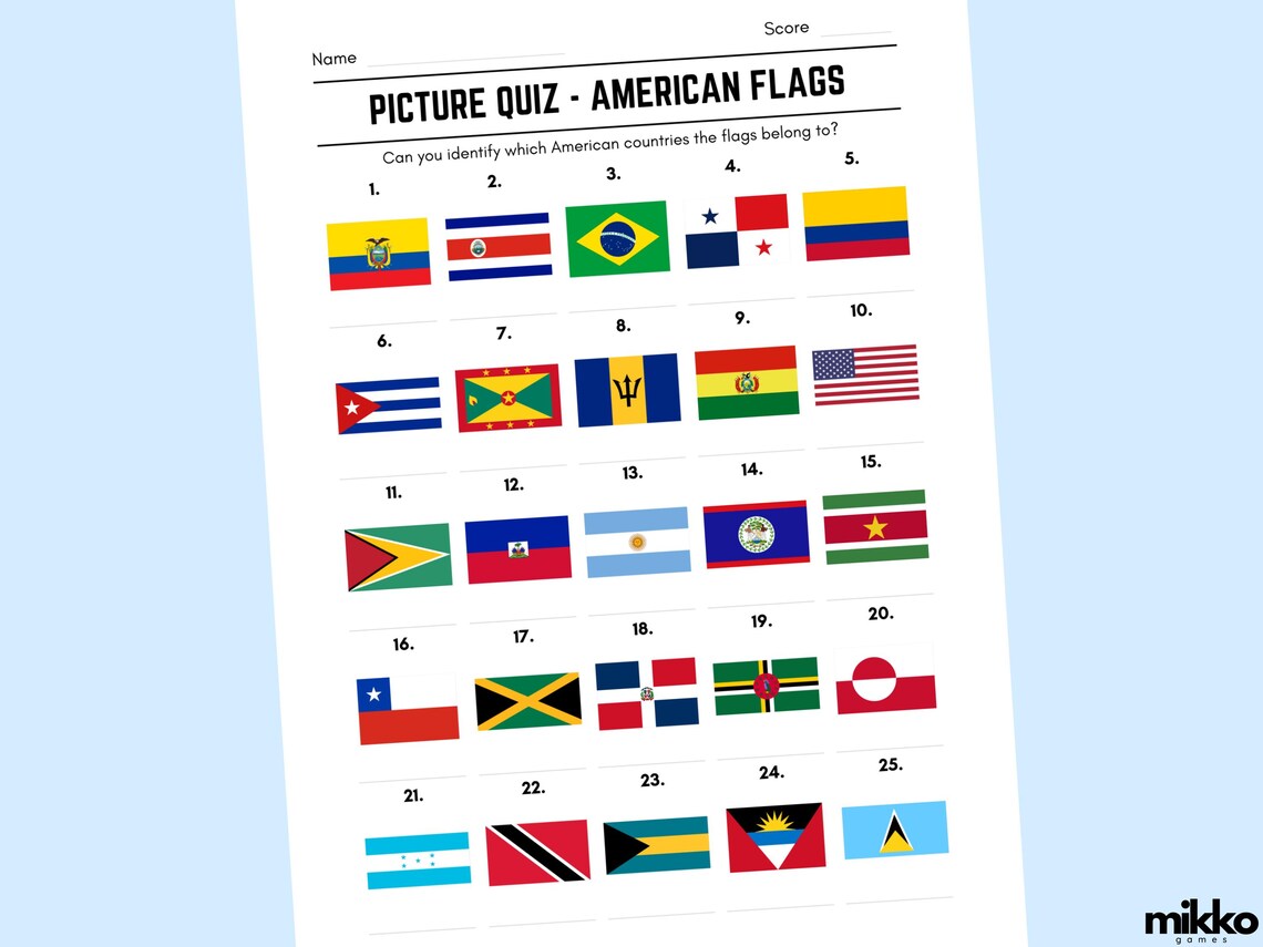 Printable American Flags Picture Quiz With Answers | Picture Round Quiz ...
