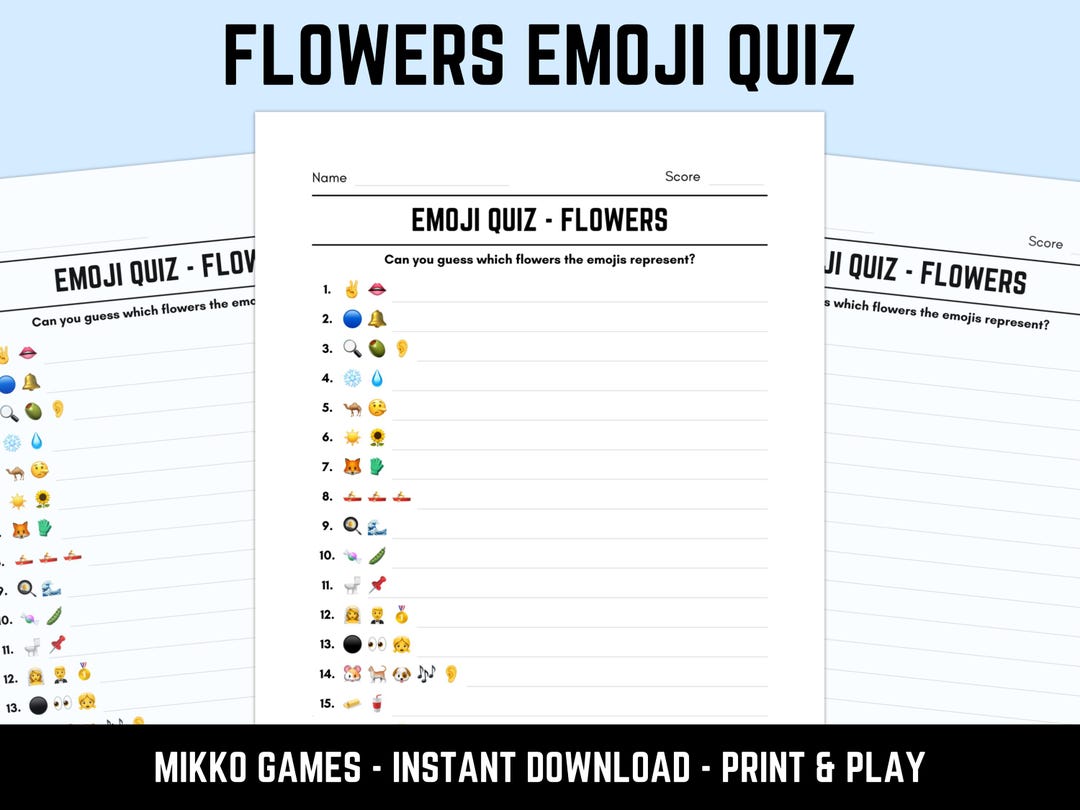 Printable Flowers Emoji Quiz With Answers: Emoji Pictionary Sheets ...