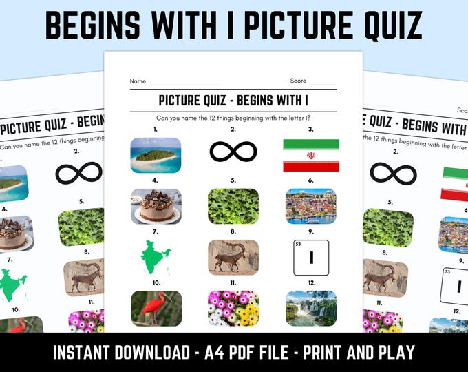 Printable Begins With I Picture Quiz With Answers | Picture Round Quiz ...