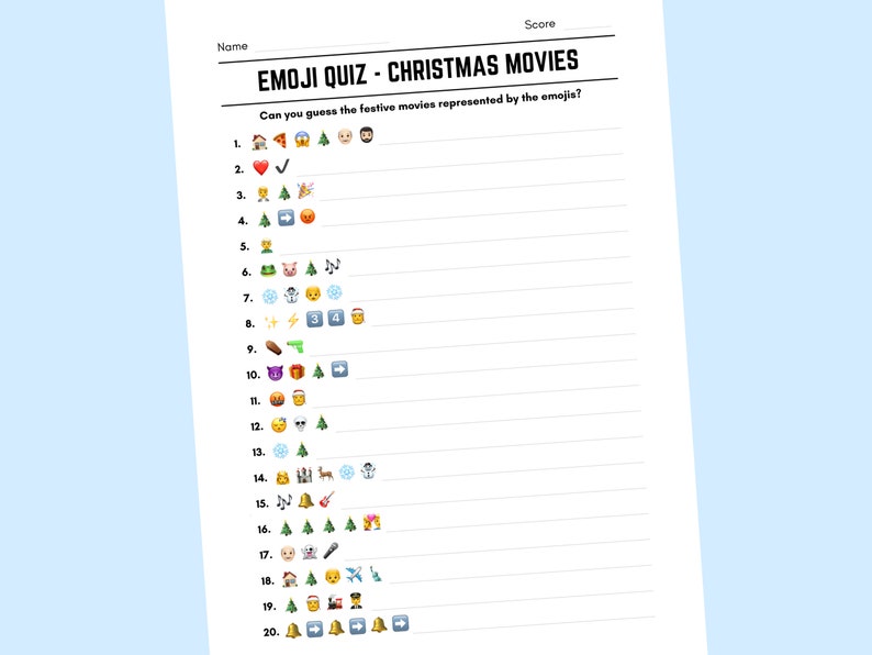 Printable Christmas Movies Emoji Quiz With Answers - Etsy