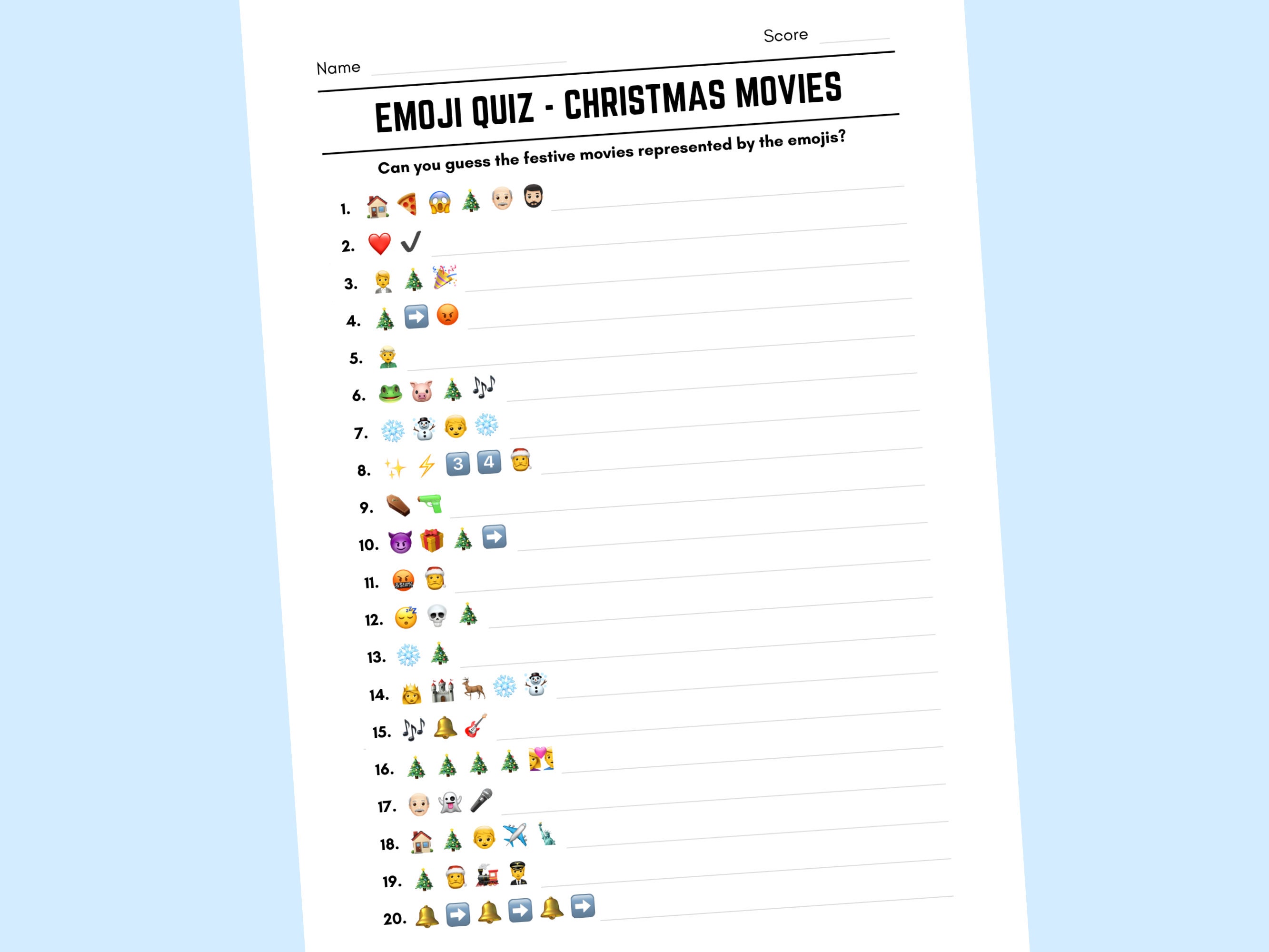 Printable Christmas Movies Emoji Quiz With Answers - Etsy