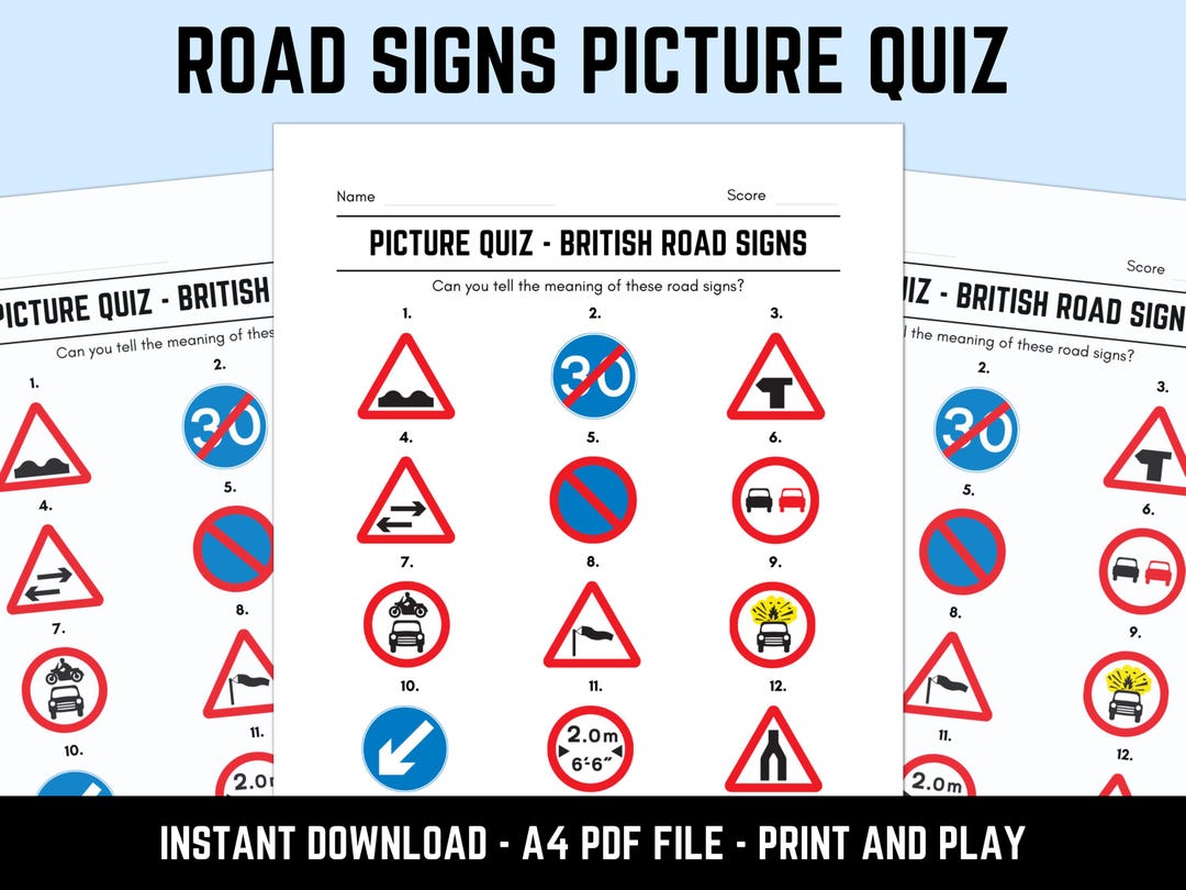 Printable British Road Signs Picture Quiz With Answers | Picture Round ...