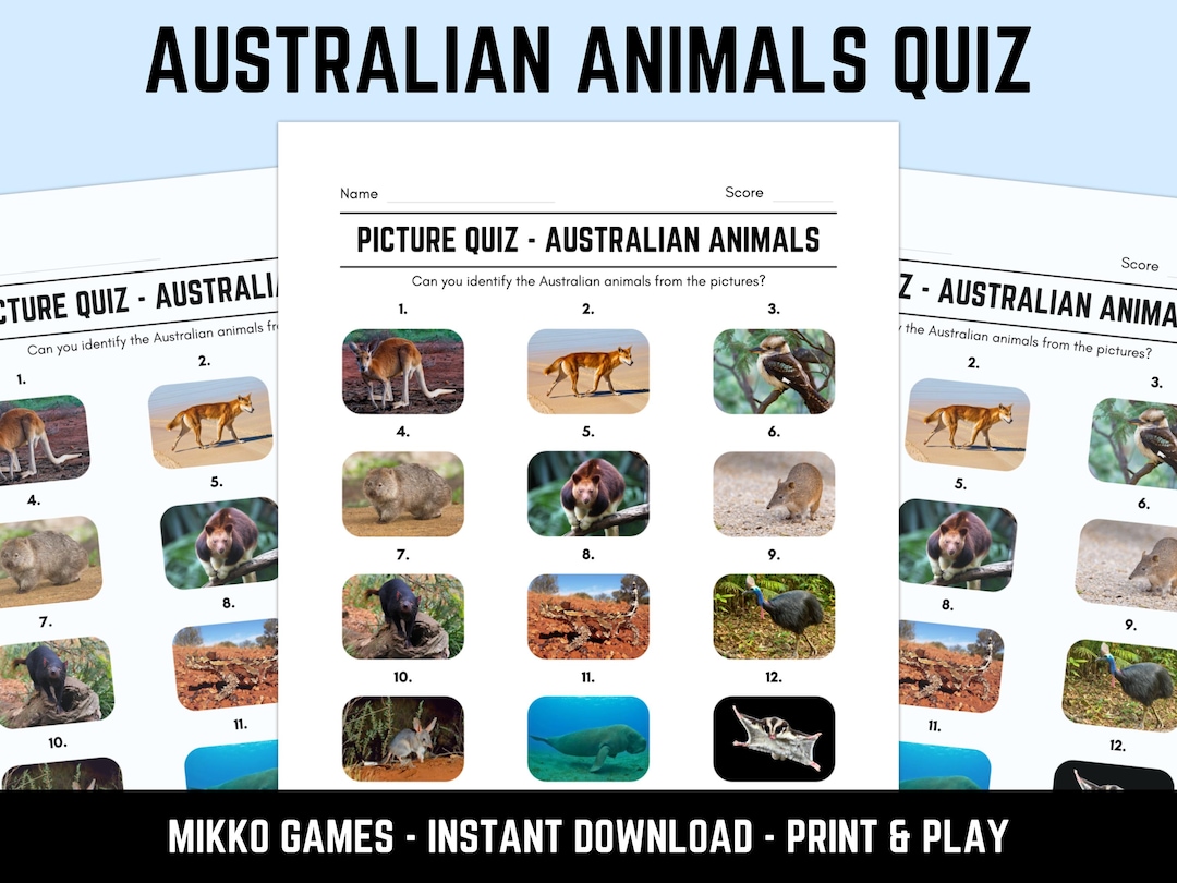 Printable Australian Animals Picture Quiz With Answers: Picture Round ...