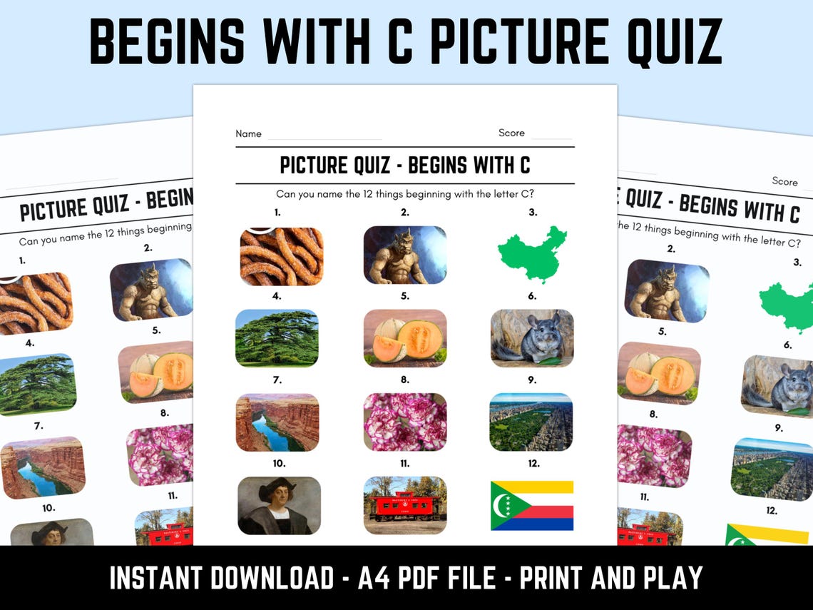 Printable Begins With C Picture Quiz With Answers Picture Round Quiz ...