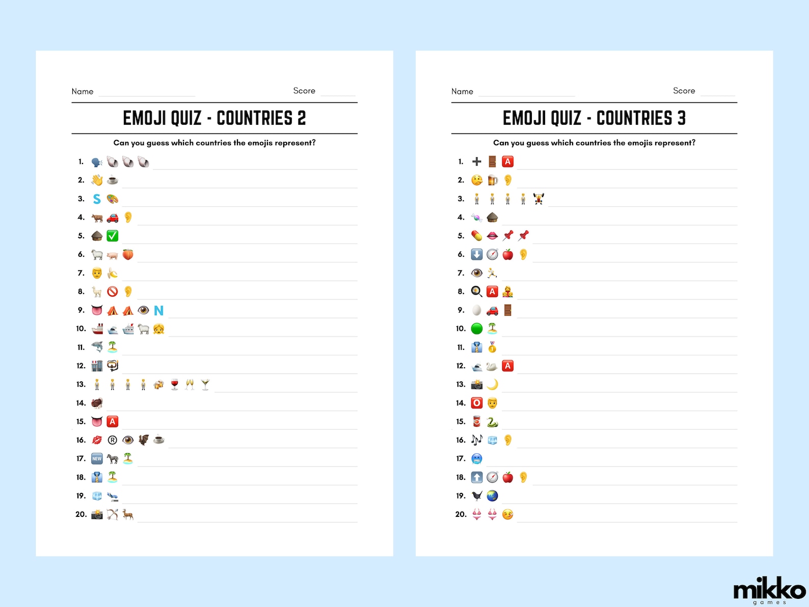 Emoji Quiz Bundle: 10 Printable Quizzes in 1 - Etsy