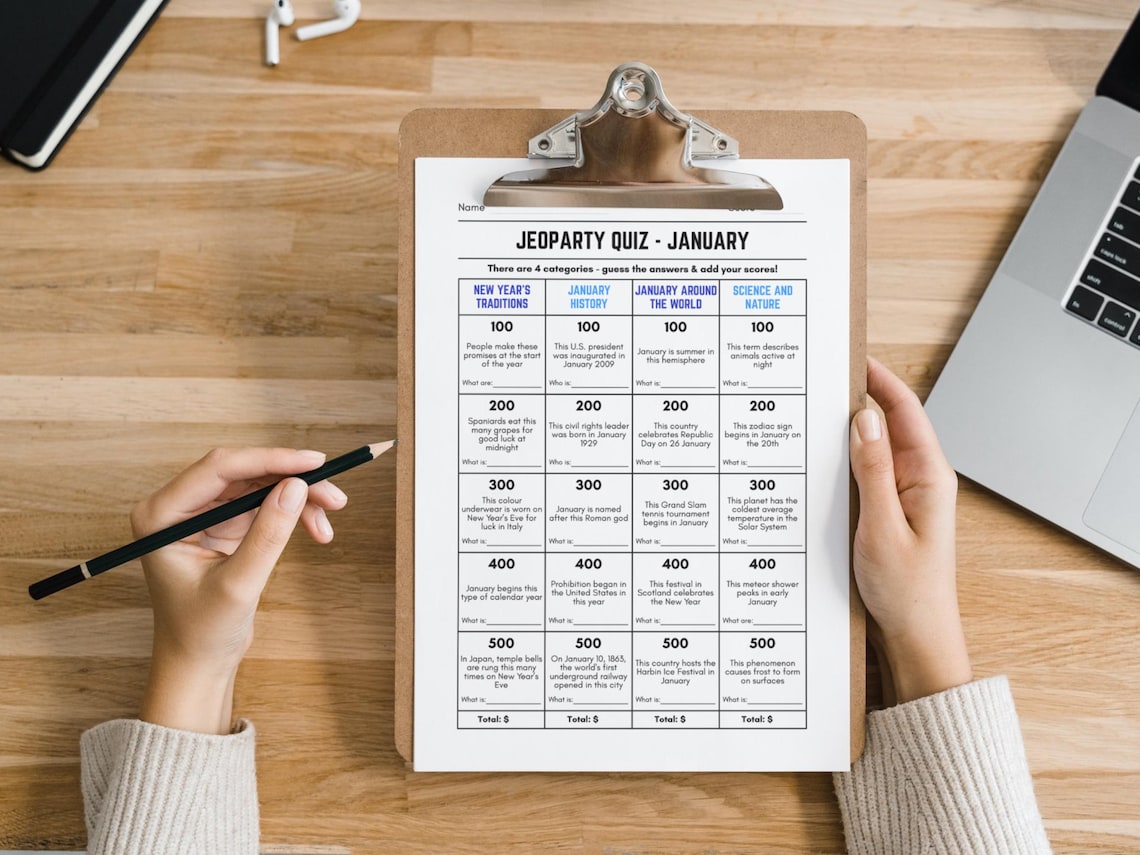 Printable January Jeoparty Quiz: Jeopardy Questions and Answers, Large ...
