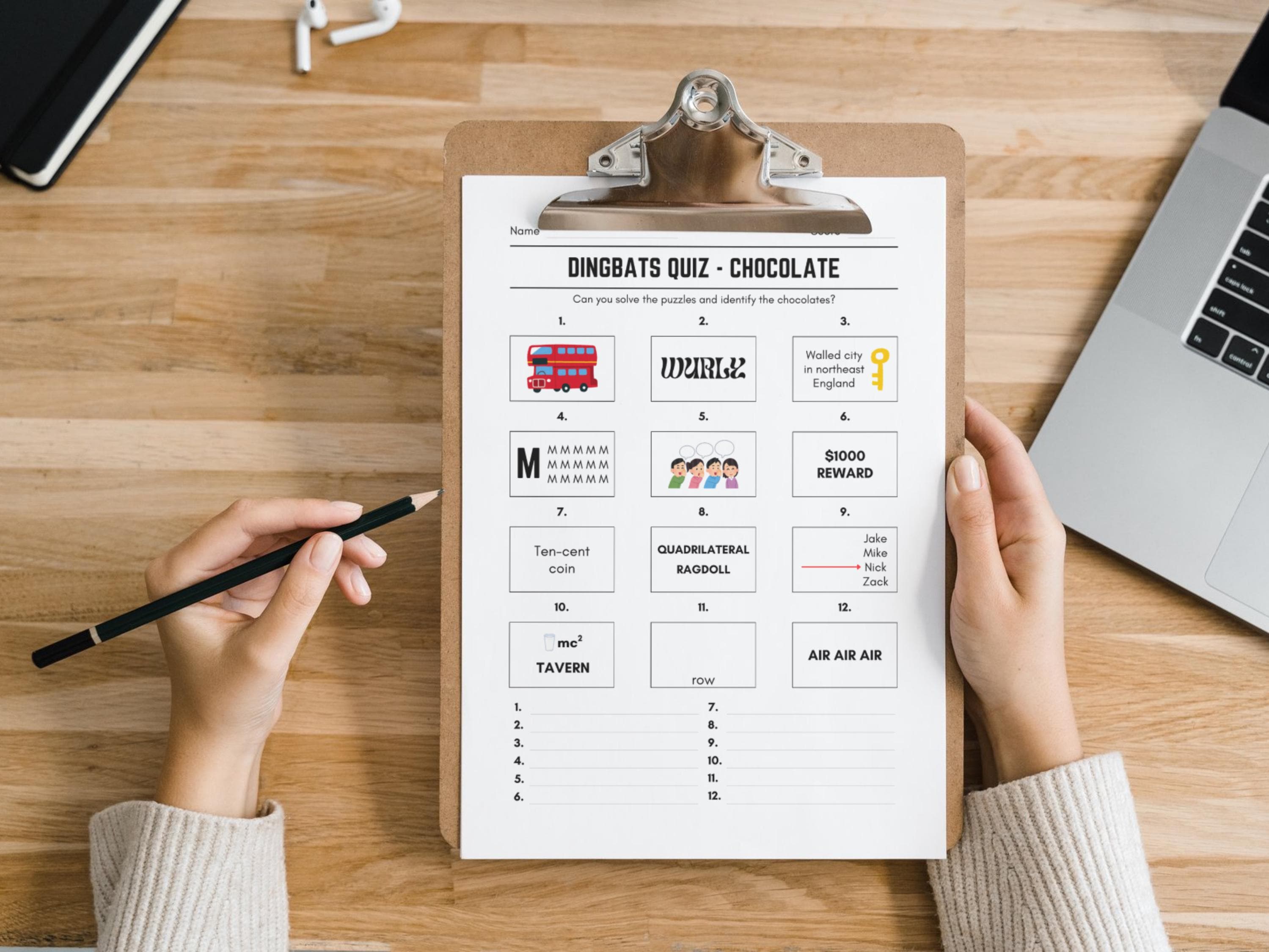 Printable Chocolate Dingbats Picture Quiz With Answers: Downloadable ...