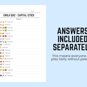 Printable Capital Cities Emoji Quiz With Answers: Emoji Pictionary ...