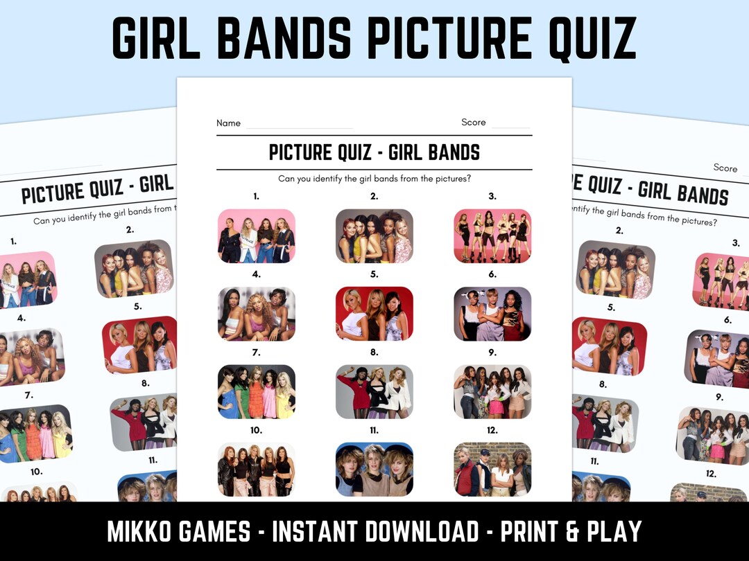 Printable Girl Bands Picture Quiz With Answers: Picture Round Quiz ...