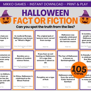 Halloween Fact or Fiction – Printable Party Game | Downloadable ...