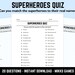 Printable Superheroes Match up Quiz: Downloadable Table Quiz, Pub Quiz ...