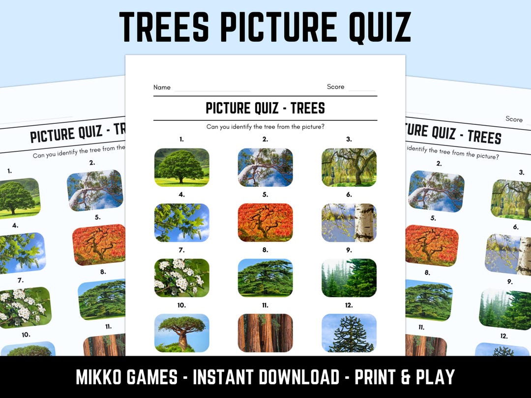 Printable Trees Picture Quiz With Answers: Picture Round Quiz Sheets ...