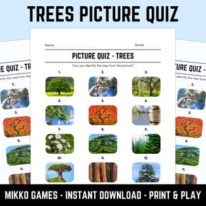 Printable Trees Picture Quiz With Answers: Picture Round Quiz Sheets ...