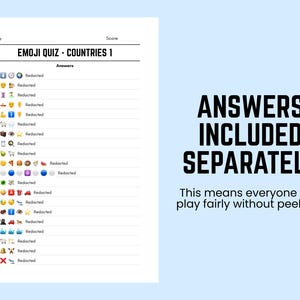 Printable Countries Emoji Quiz With Answers: Emoji Pictionary Sheets ...