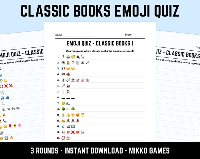 Printable Classic Books Emoji Quiz With Answers: Emoji Pictionary ...