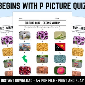 Printable Begins With P Picture Quiz With Answers Can You Guess the 12 ...