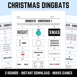 Printable Christmas Dingbats Picture Quiz With Answers: Downloadable ...