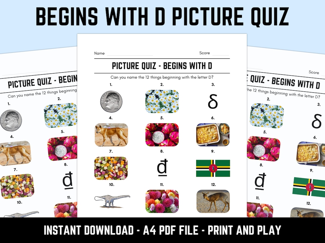 Printable Begins With D Picture Quiz With Answers | Picture Round Quiz ...