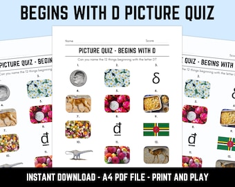 Printable Begins With D Picture Quiz With Answers | Picture Round Quiz ...