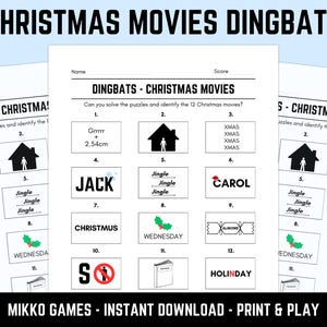 Printable Christmas Movies Dingbats Picture Quiz With Answers ...