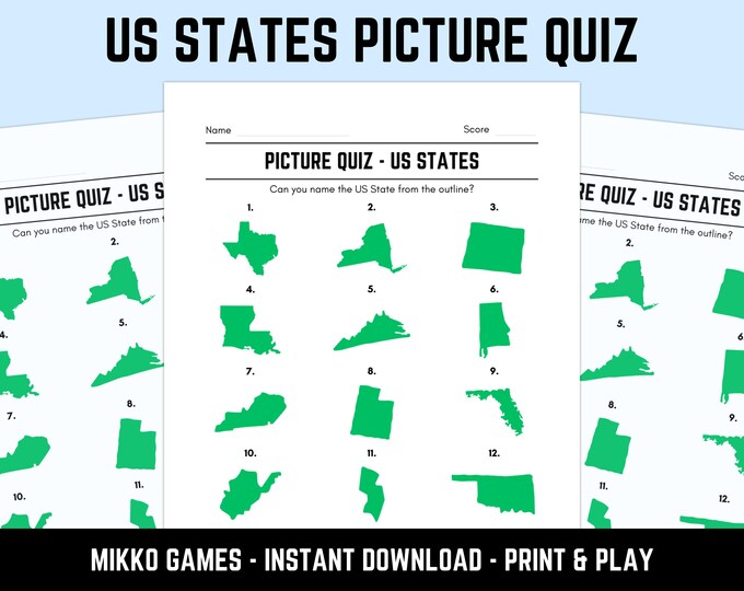 Printable US States Picture Quiz With Answers: Picture Round Quiz ...