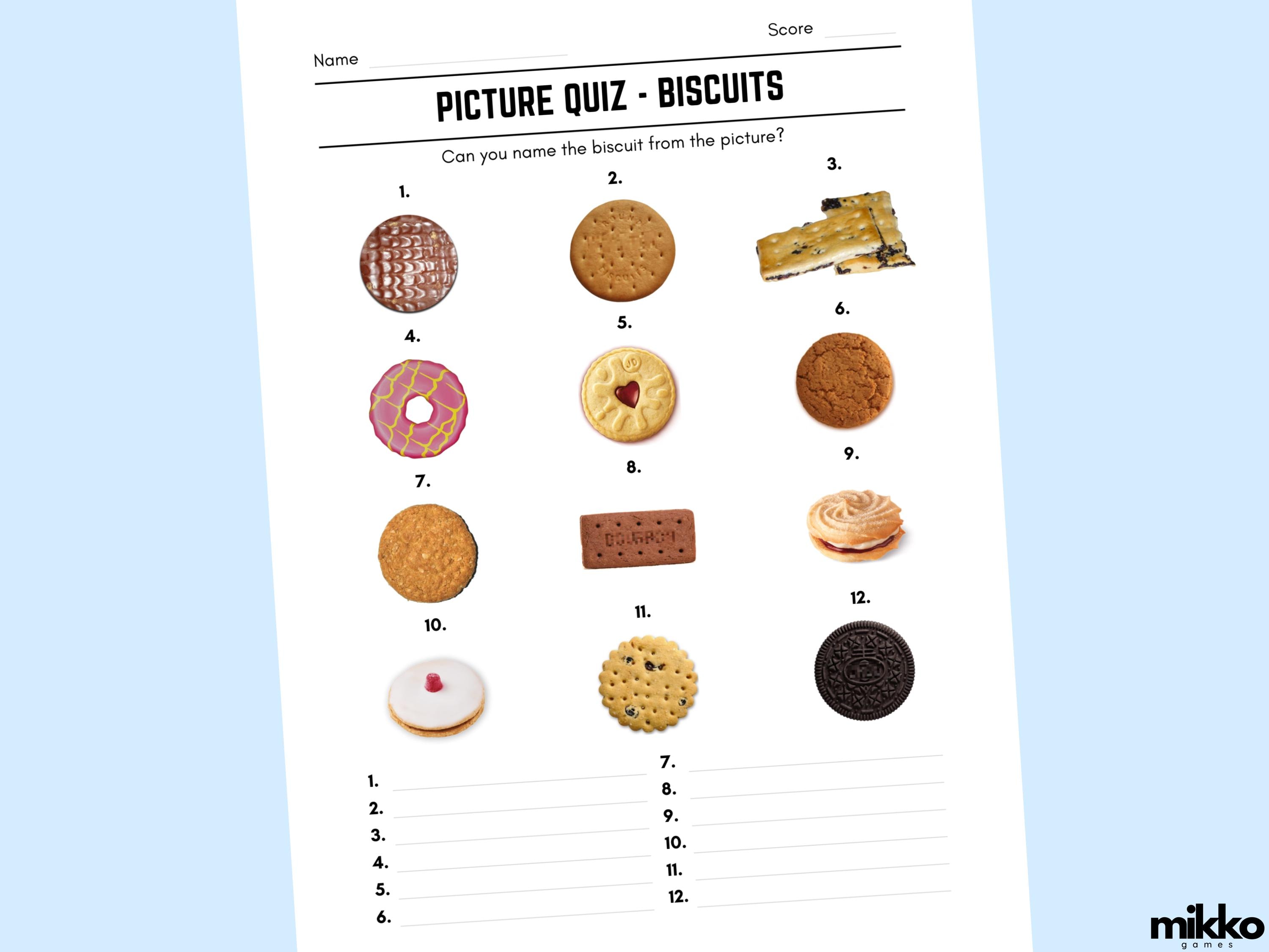 Printable Biscuits Picture Quiz With Answers: Picture Round Quiz Sheets ...