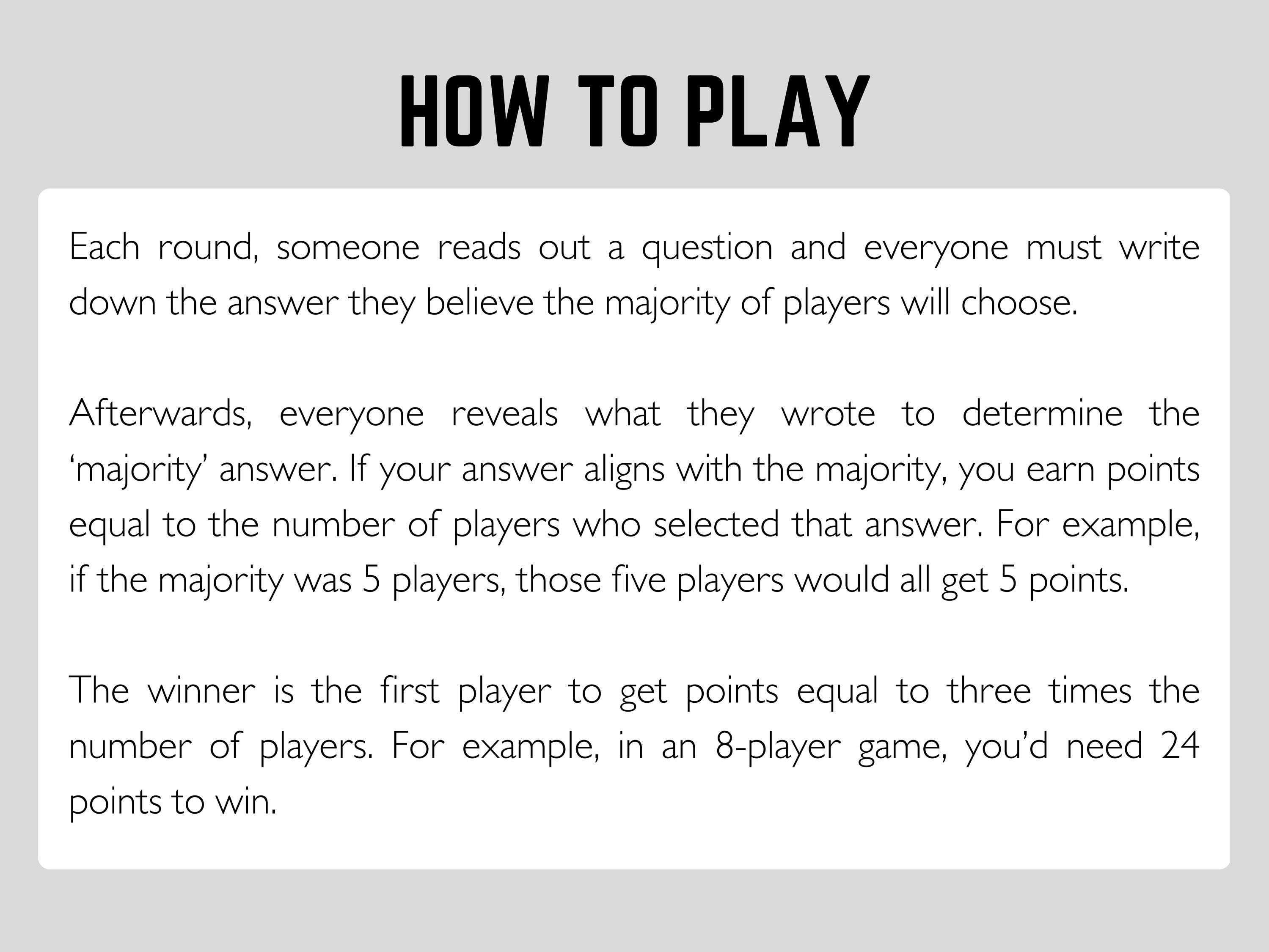 Majority Rules: Printable Large Group Party Game for Kids & Adults ...