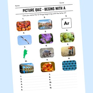 Printable Begins With A Picture Quiz With Answers | Picture Round Quiz ...