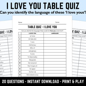 Printable I Love You Table Quiz With Answers | Downloadable Pub Quiz ...
