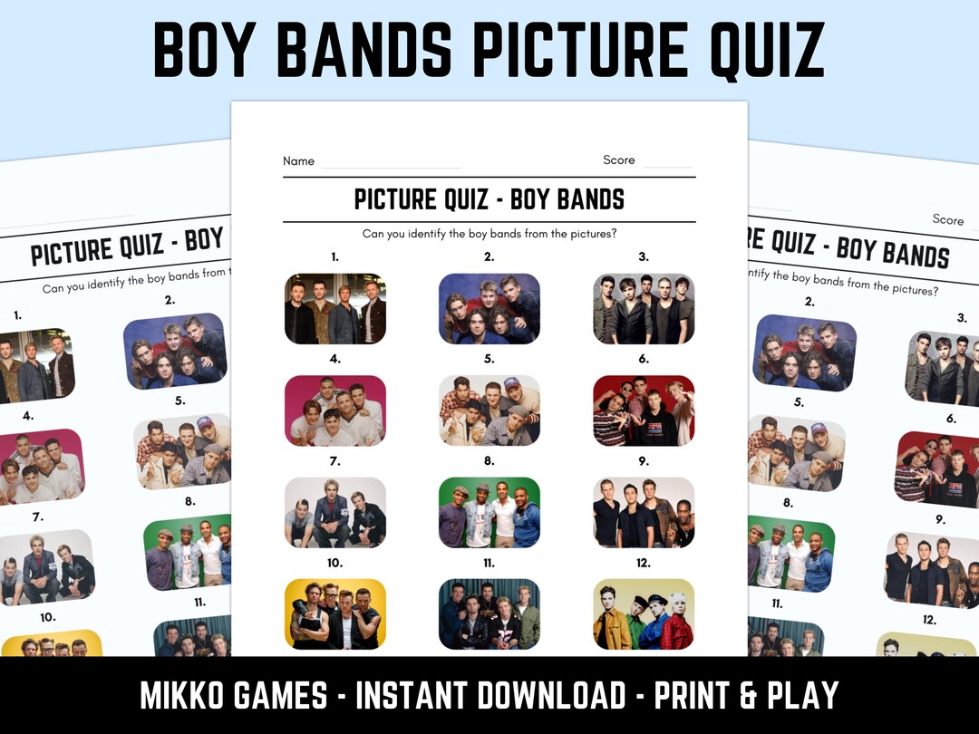 Printable Boy Bands Picture Quiz With Answers: Picture Round Quiz ...