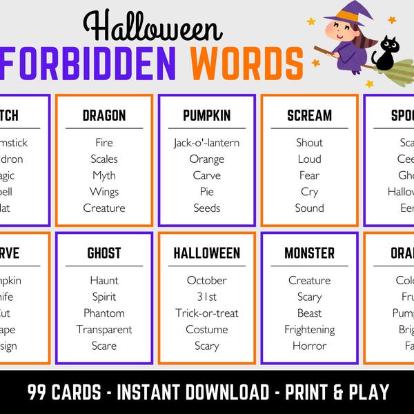Halloween Taboo Games - Etsy