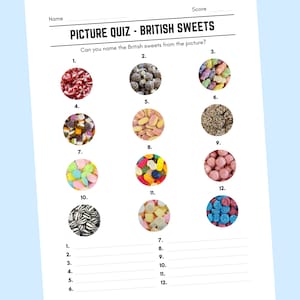 Printable British Sweets Picture Quiz With Answers - Etsy UK