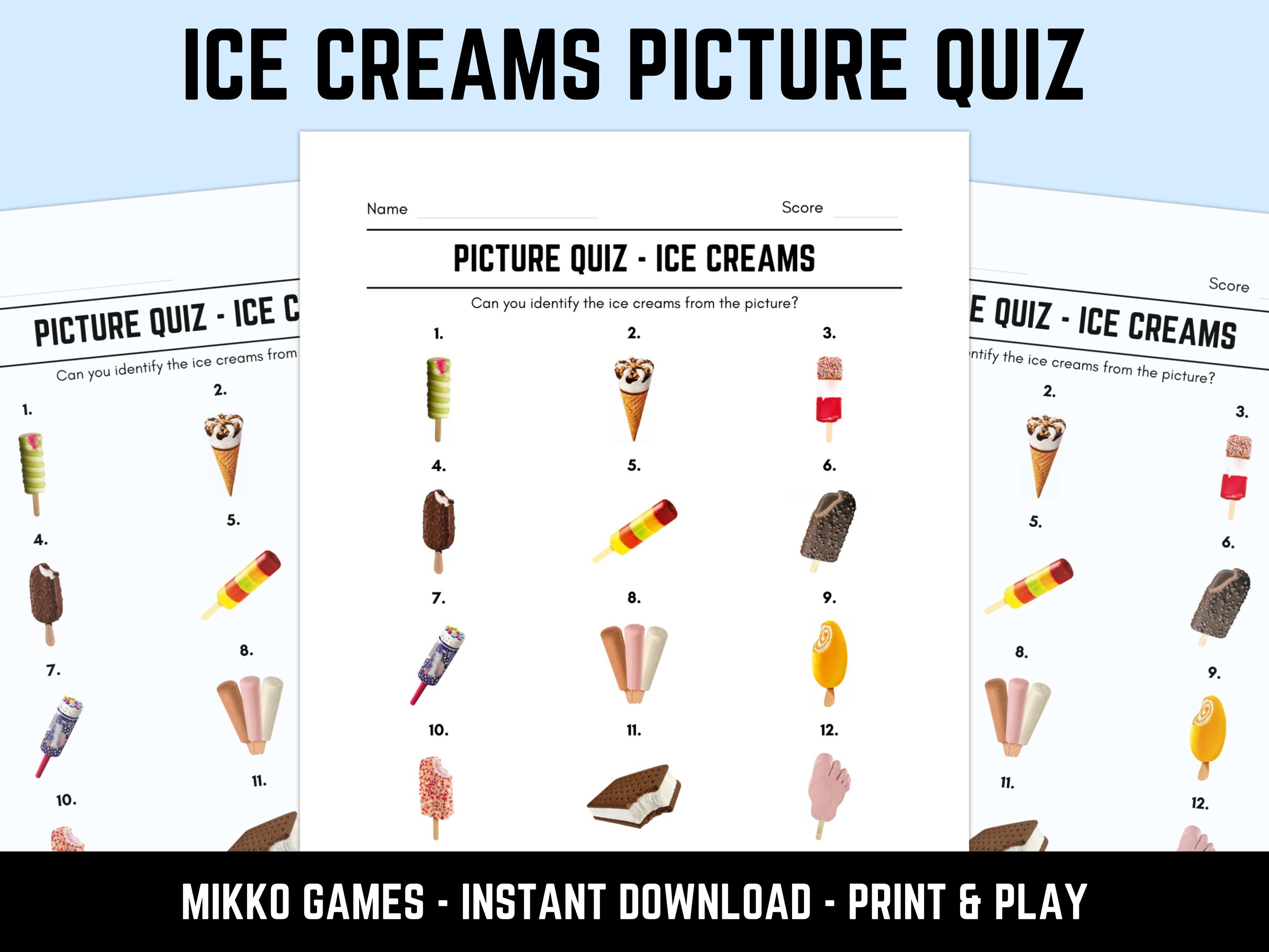 Printable Ice Creams Picture Quiz With Answers: Picture Round Quiz ...