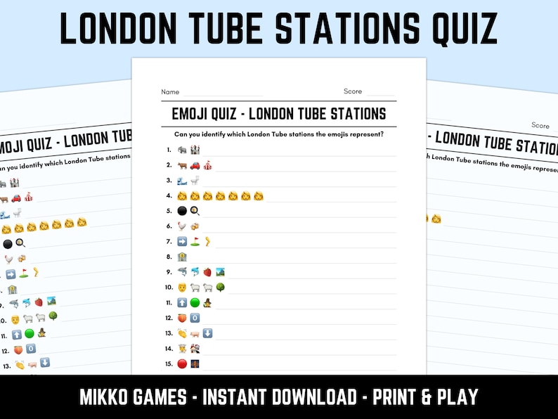 Printable London Tube Stations Emoji Quiz With Answers: Emoji ...