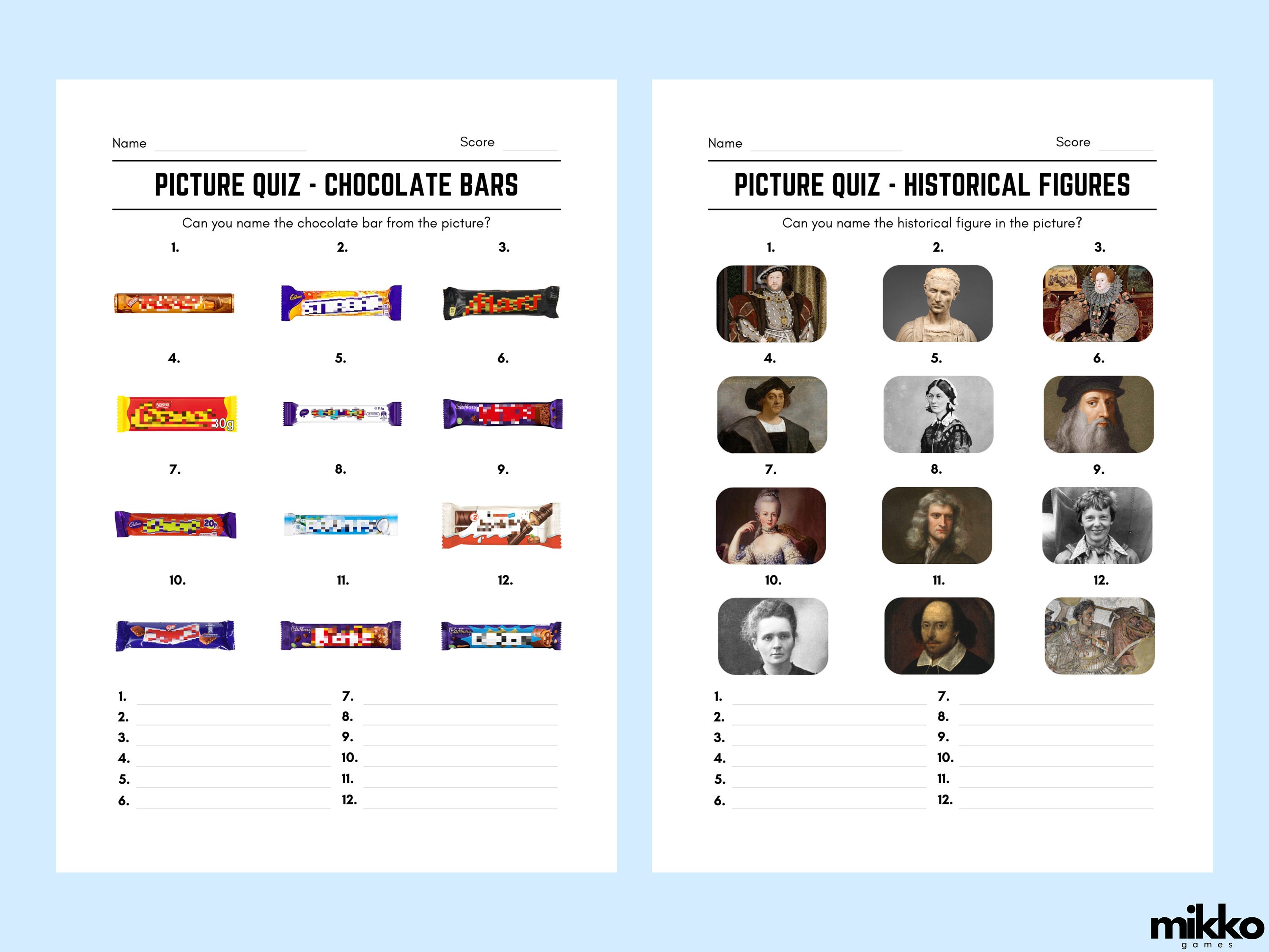 Printable Picture Quiz Bundle – 10 Fun Quizzes in 1 | Picture Round ...