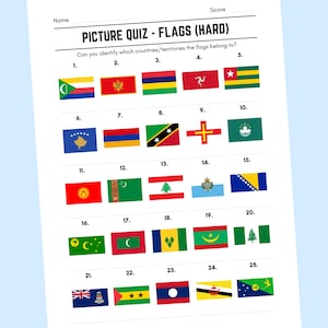 Printable Flags Picture Quiz With Answers: Picture Round Quiz Sheets ...