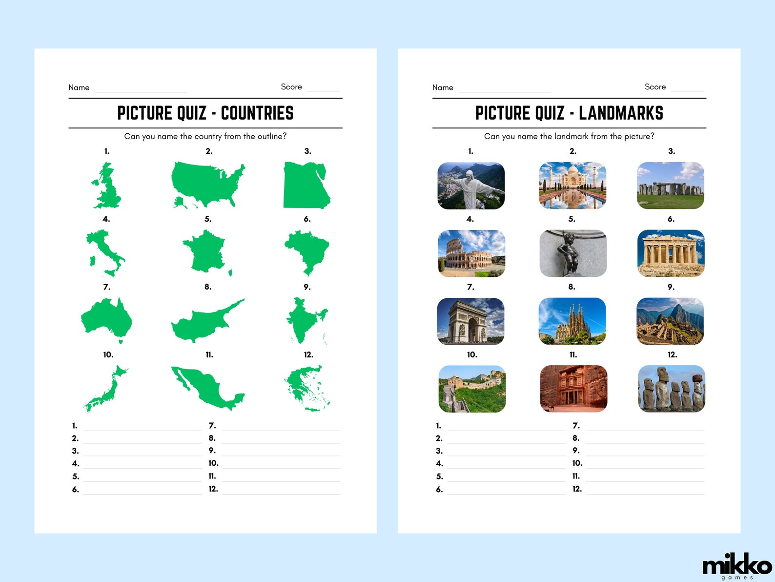 Printable Picture Quiz Bundle – 10 Fun Quizzes in 1 | Picture Round ...