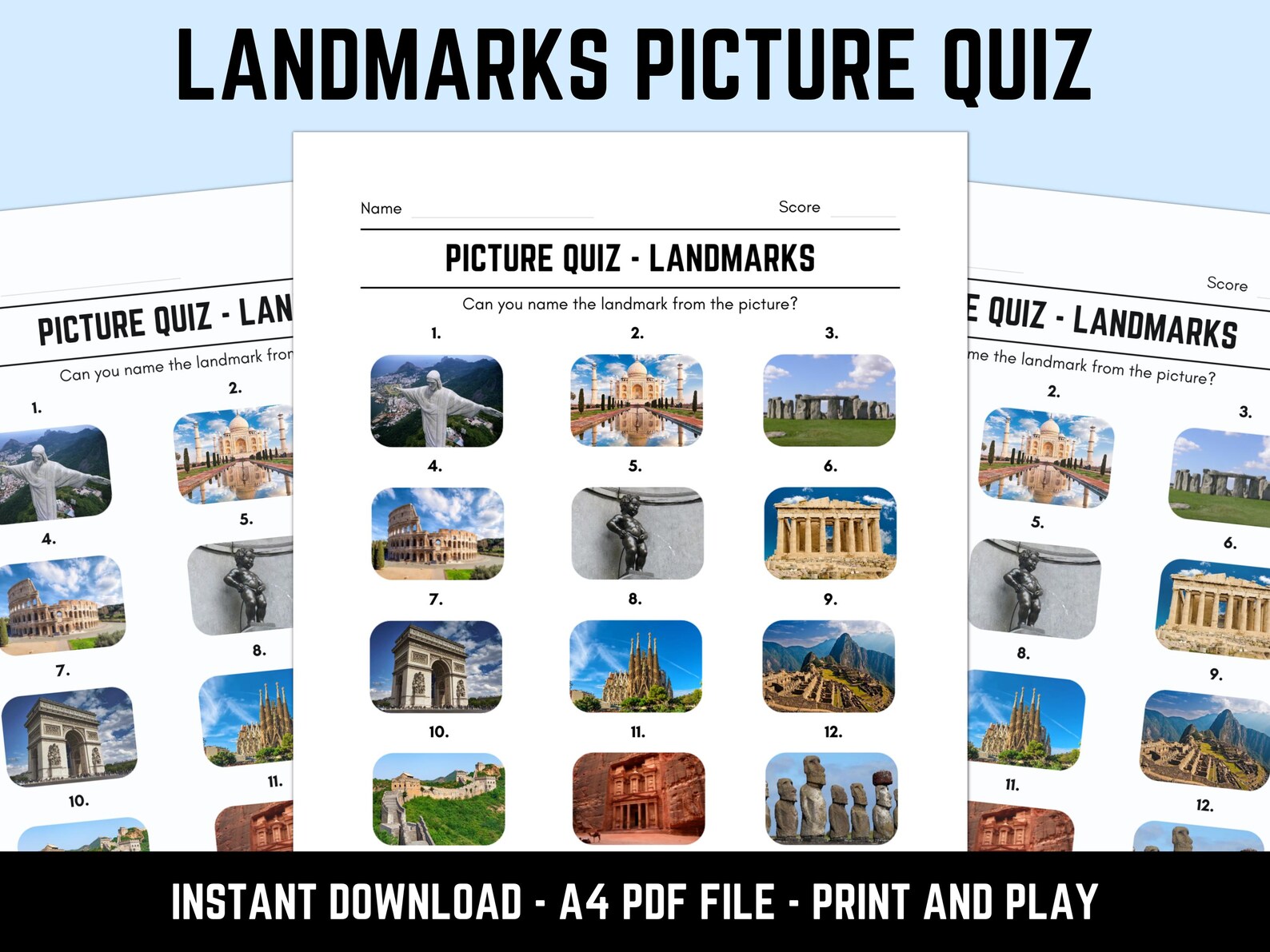 Printable Landmarks Picture Quiz With Answers: Picture Round Quiz ...