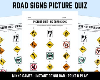 Printable US Road Signs Picture Quiz With Answers: Picture Round Quiz ...