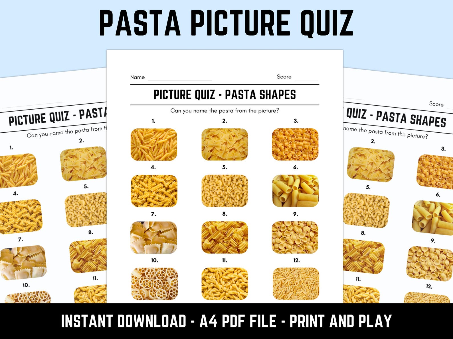 Printable Pasta Shapes Picture Quiz With Answers: Picture Round Quiz ...
