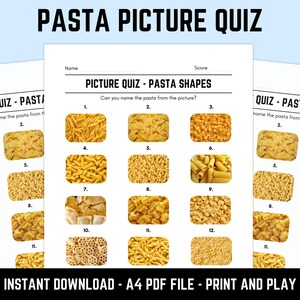 Printable Pasta Shapes Picture Quiz With Answers: Picture Round Quiz ...