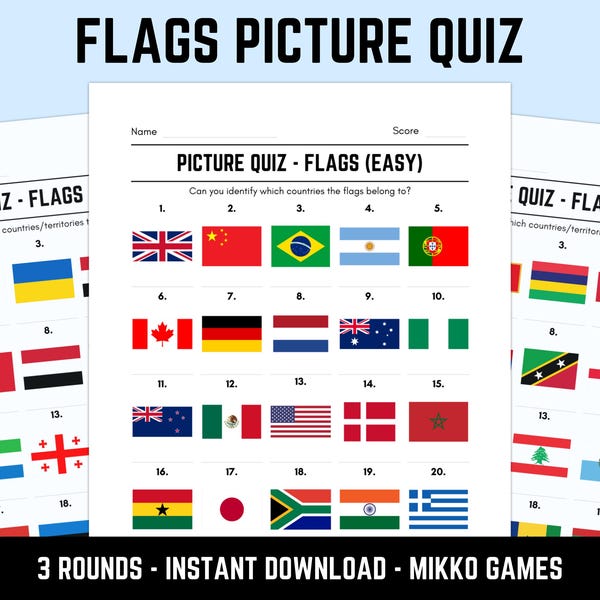 Flags Quiz America - Etsy