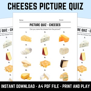 Printable Cheeses Picture Quiz With Answers - Etsy