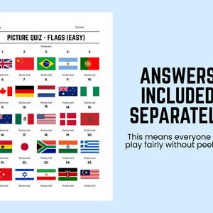 Printable Flags Picture Quiz With Answers: Picture Round Quiz Sheets ...