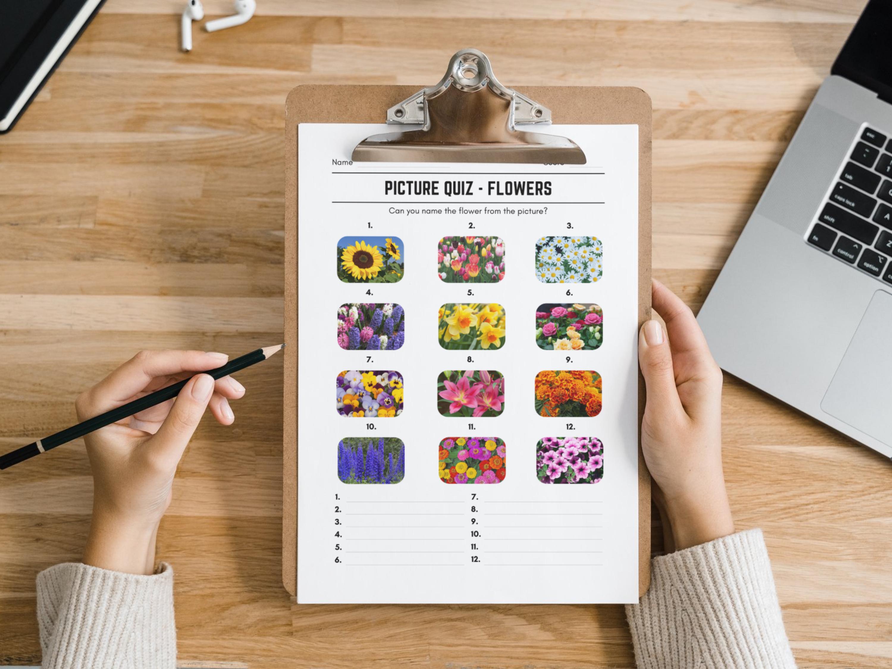 Printable Flowers Picture Quiz With Answers: Picture Round Quiz Sheets ...