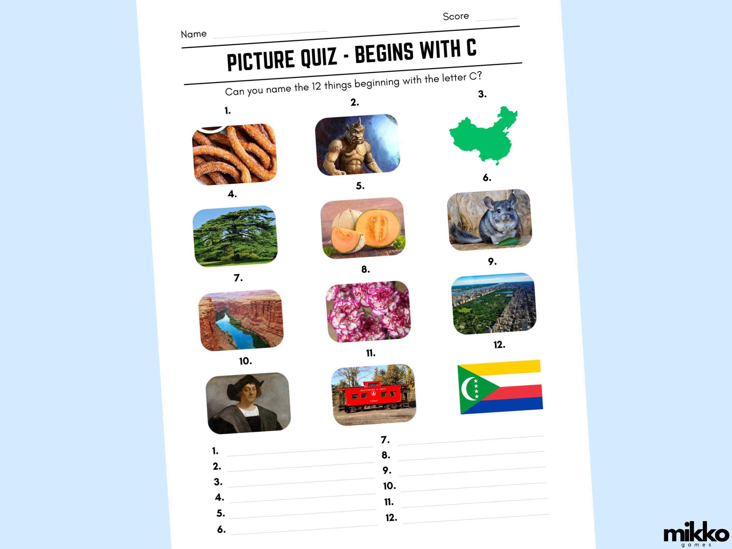 Printable Begins With C Picture Quiz With Answers | Picture Round Quiz ...