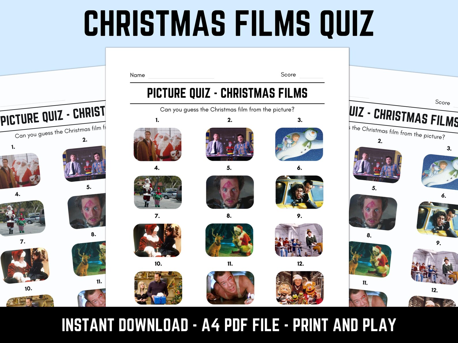 Printable Christmas Films Picture Quiz With Answers Picture Round Quiz ...