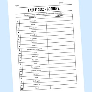 Printable Goodbye Table Quiz With Answers Downloadable Pub Quiz Sheets ...