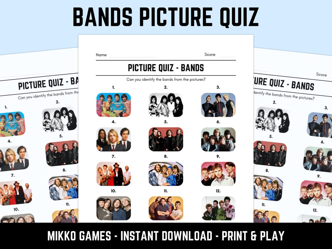 Printable Bands Picture Quiz With Answers: Picture Round Quiz Sheets ...