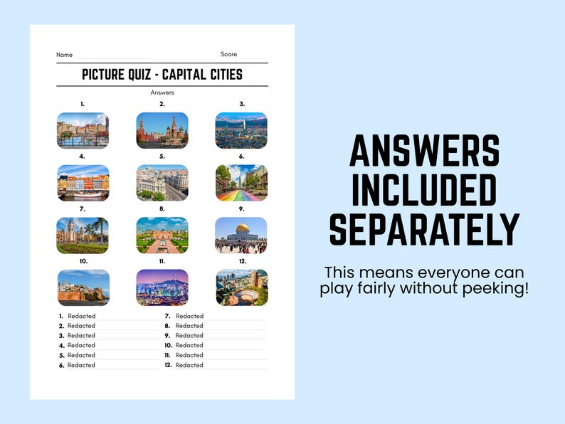 Picture Quiz Bundle: 15 Printable Quizzes in 1, Picture Round Quiz ...